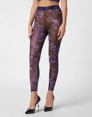 Philipp Plein Leggings Flowers - Black