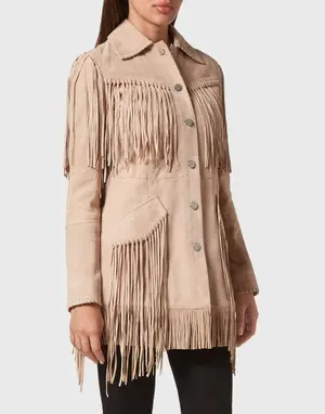 Philipp Plein Leather Jacket Gothic Plein - Beige