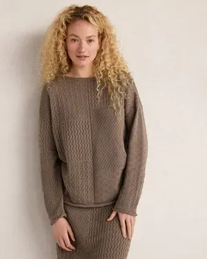HAVEN WELL WITHIN Organic Cotton Mixed Stitch Roll Neck Sweater - Carbon