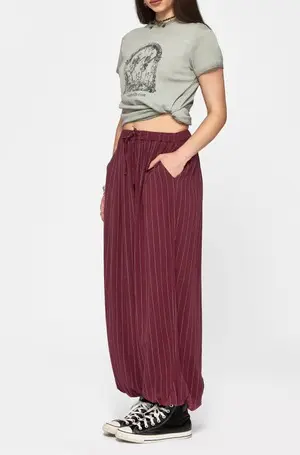 DISTURBIA Rue Stripe Voile Extreme Balloon Trouser