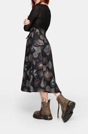DISTURBIA Kleo Relics Print Midi Skirt
