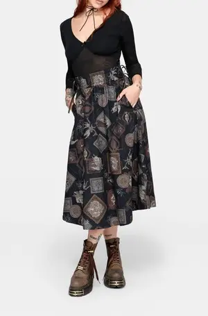 DISTURBIA Kleo Relics Print Midi Skirt