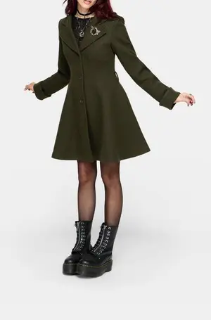 DISTURBIA Cyrene Belted Removable Hood Coat