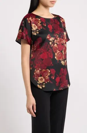 Anne Klein Bateau Neck Short Sleeve Top