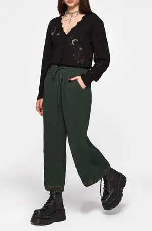 DISTURBIA Elio Crinkle Embroidered Culotte