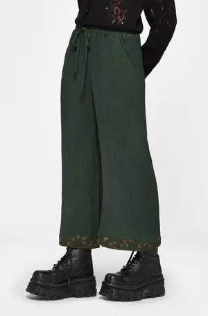 DISTURBIA Elio Crinkle Embroidered Culotte
