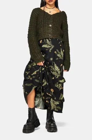 DISTURBIA Cimora Dandelion Ruffle Maxi Skirt