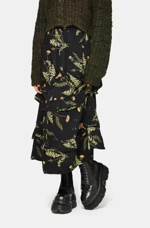 DISTURBIA Cimora Dandelion Ruffle Maxi Skirt