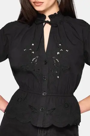 DISTURBIA Posy Tie Neck Blouse