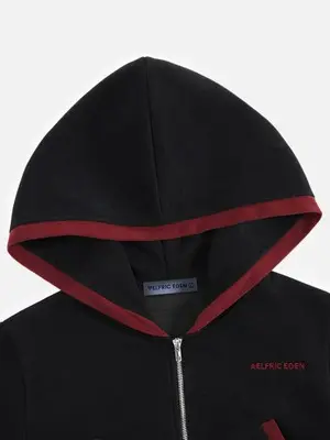 AELFRIC EDEN Cropped Contrast Zip Up Hoodie - Black