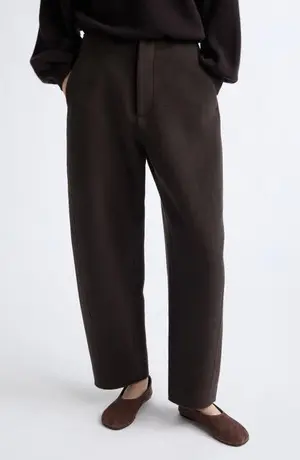 LISA YANG Barrel Wool & Cashmere Trousers - Dark Cedar