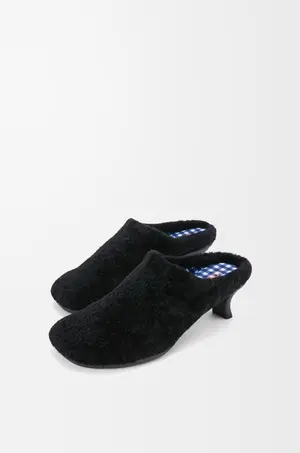 Loewe Dive Mule In Shearling Black