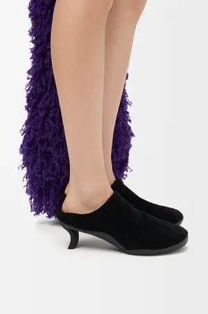Loewe Dive Mule In Shearling - Black