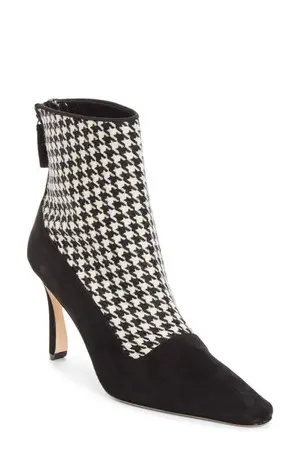 Manolo Blahnik Gosta Leather Ankle Boot - Black/ivory