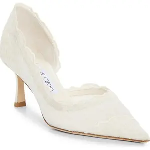 JIMMY CHOO Faiz Lace Pointed Toe D'orsay Pump - Ivory/ivory
