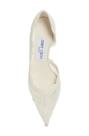 JIMMY CHOO Faiz Lace Pointed Toe D'orsay Pump - Ivory/ivory
