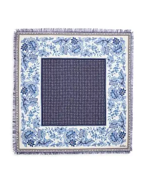 Echo Floral Wool & Silk Bandana - Navy