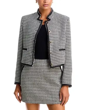 Aqua Mixed Houndstooth Button Front Jacket Exclusive
