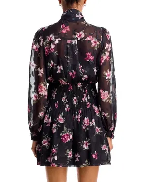 Aqua Long Sleeve Floral Burnout Mini Dress Exclusive
