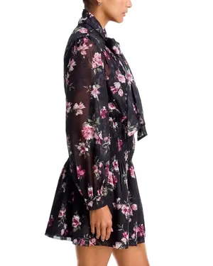 Aqua Long Sleeve Floral Burnout Mini Dress Exclusive