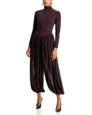 Aqua Long Sleeve Balloon Jumpsuit Exclusive - Dark Brown