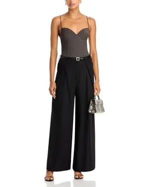 Aqua Belted Pleated Wide Leg Pants Exclusive
