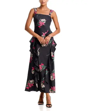 Aqua Iris Ruffle Sleeveless Maxi Dress Exclusive