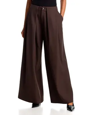 Aqua Pleated Wide Leg Pants Exclusive - Brown
