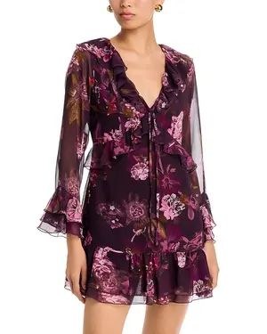 Aqua Ruffled V Neck Mini Dress Exclusive