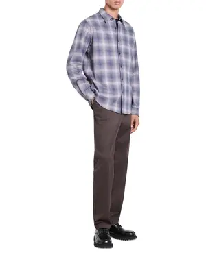 Theory Irving Cotton Faded Plaid Shirt - Inkling Multi