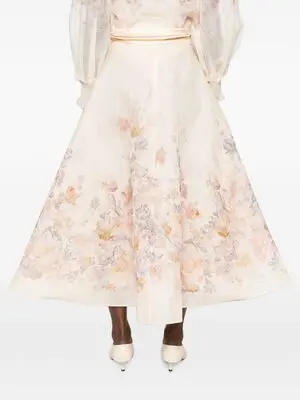Zimmermann Ascent Linen And Silk Midi Skirt