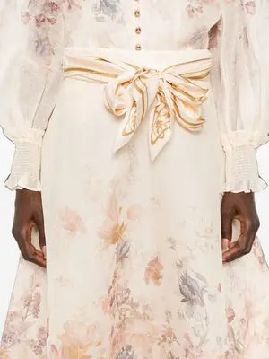Zimmermann Ascent Linen And Silk Midi Skirt - Multicolor
