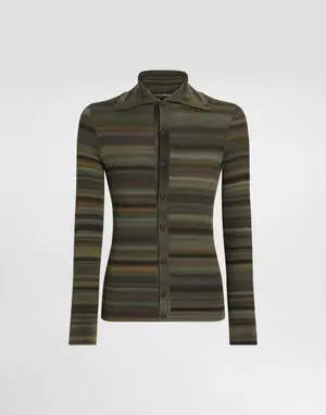 Dolce & Gabbana Ribbed Wool Cardigan - Grey