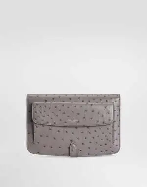 Dolce & Gabbana Ostrich Leather Clutch - Grey