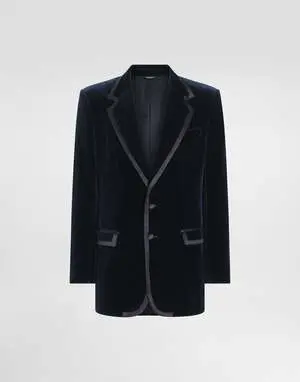 Dolce & Gabbana Sicilia Single-breasted Tuxedo Jacket In Velvet - Blue