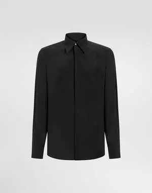 Dolce & Gabbana Crêpe De Chine Gold Shirt - Black