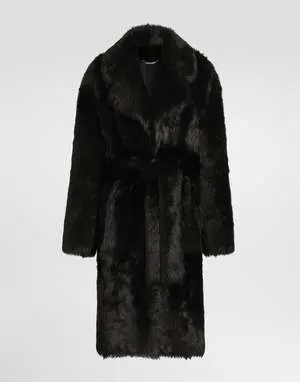 Dolce & Gabbana Long-haired Shearling Coat - Black