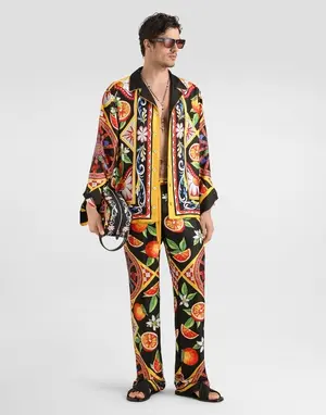 Dolce & Gabbana Carretto-print Vanity Silk Twill Trousers