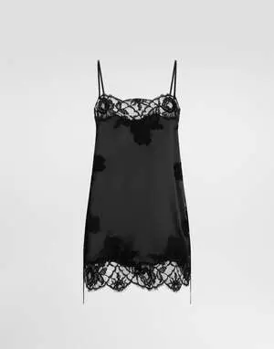Dolce & Gabbana Satin Slip Dress - Black