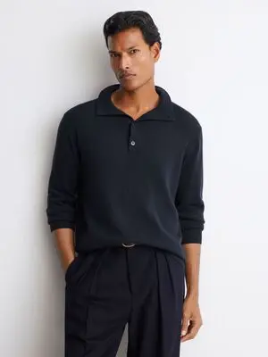 REISS Prince 100% Cashmere Funnel-neck Jumper - Navy