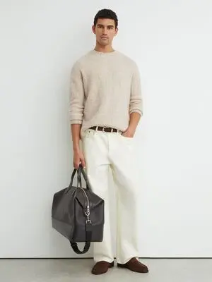 REISS Clarence Wool-cashmere Bouclé Square-knit Jumper - Ecru