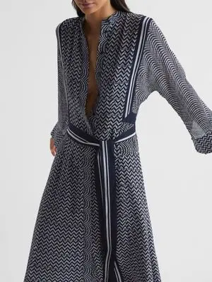 REISS Tanya Petite Mixed Print Midi Dress