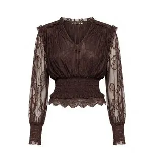 TANTRA SPAIN SL Lace Top With Elastic At The Cuffs And Waist - Brown