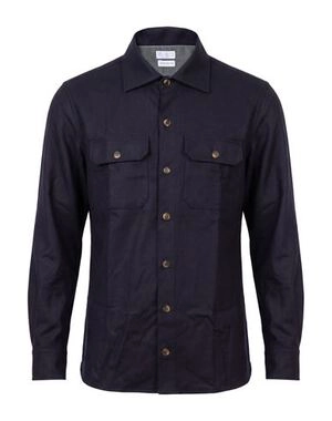 Brunello Cucinelli Man Shirt Burgundy Size M Virgin Wool Navy
