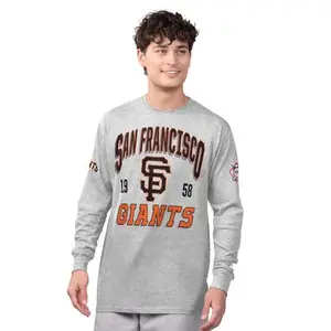 STARTER Heather Gray/ San Francisco Giants Two-pack Long Sleeve & Short Sleeve T-shirt Set - Black