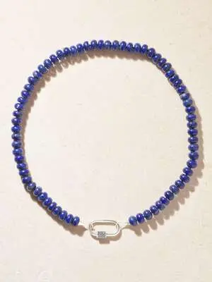 MARLA AARON Rondelle Strand + Stoned Medium Lock 14-karat White Gold, Sapphire And Turquoise Necklace - Blue