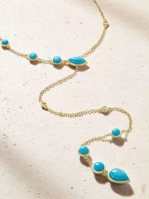 Shay Riviera 18-karat Gold, Turquoise And Diamond Necklace - Blue