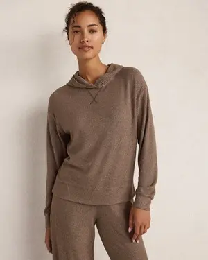 HAVEN WELL WITHIN Resti Brushed Rib Knit Hoodie - Deep Mocha