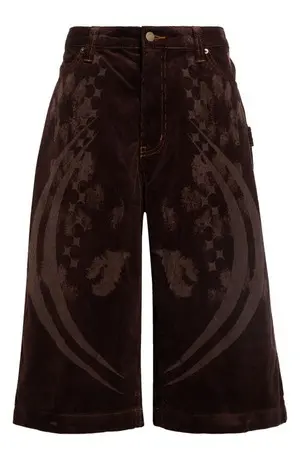 PAOLINA RUSSO Baggy Corduroy Bermuda Shorts - Brown