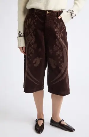 PAOLINA RUSSO Baggy Corduroy Bermuda Shorts - Brown